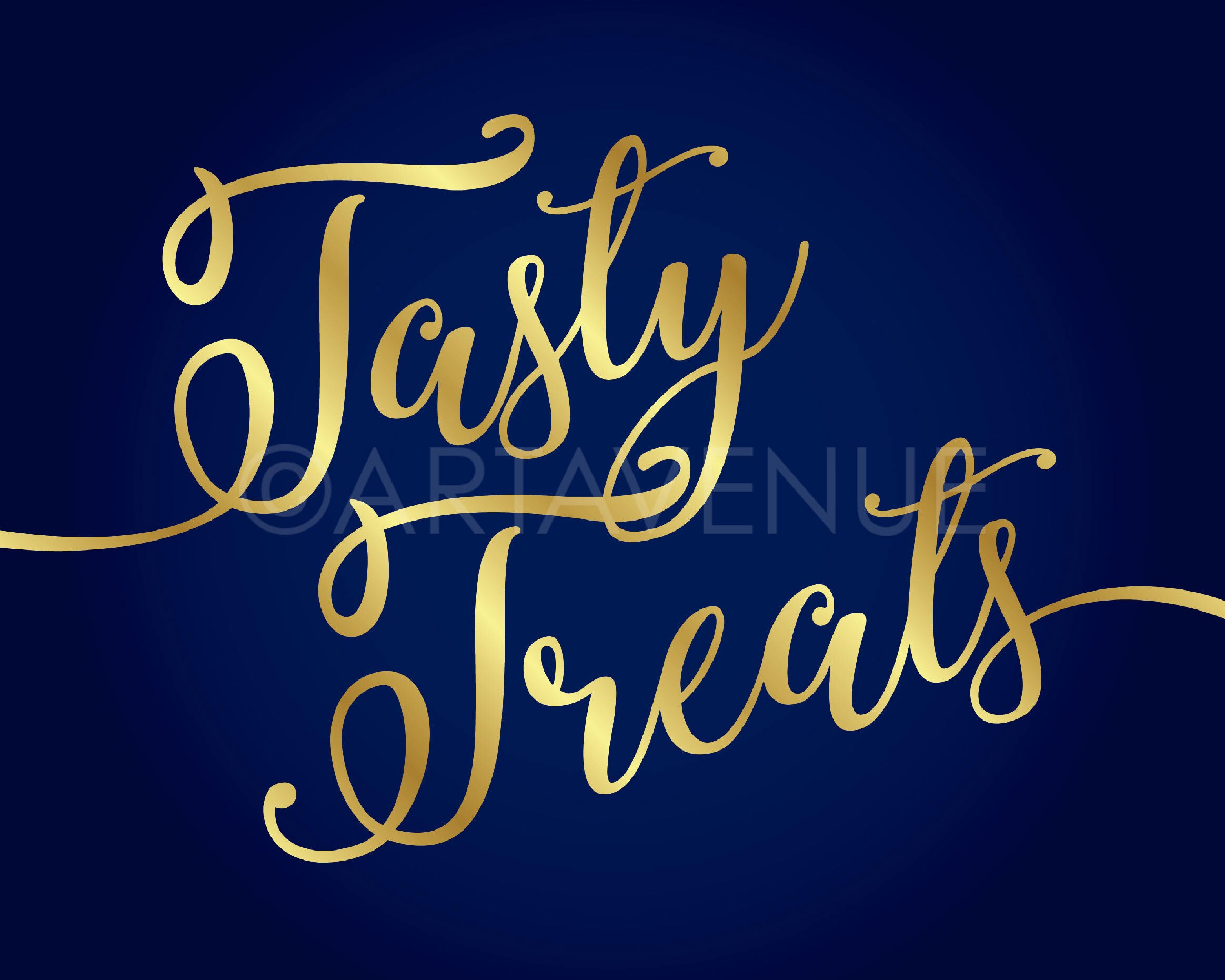Chic Navy Blue Gold Party Signs Tasty Treats Sign Printables | Etsy