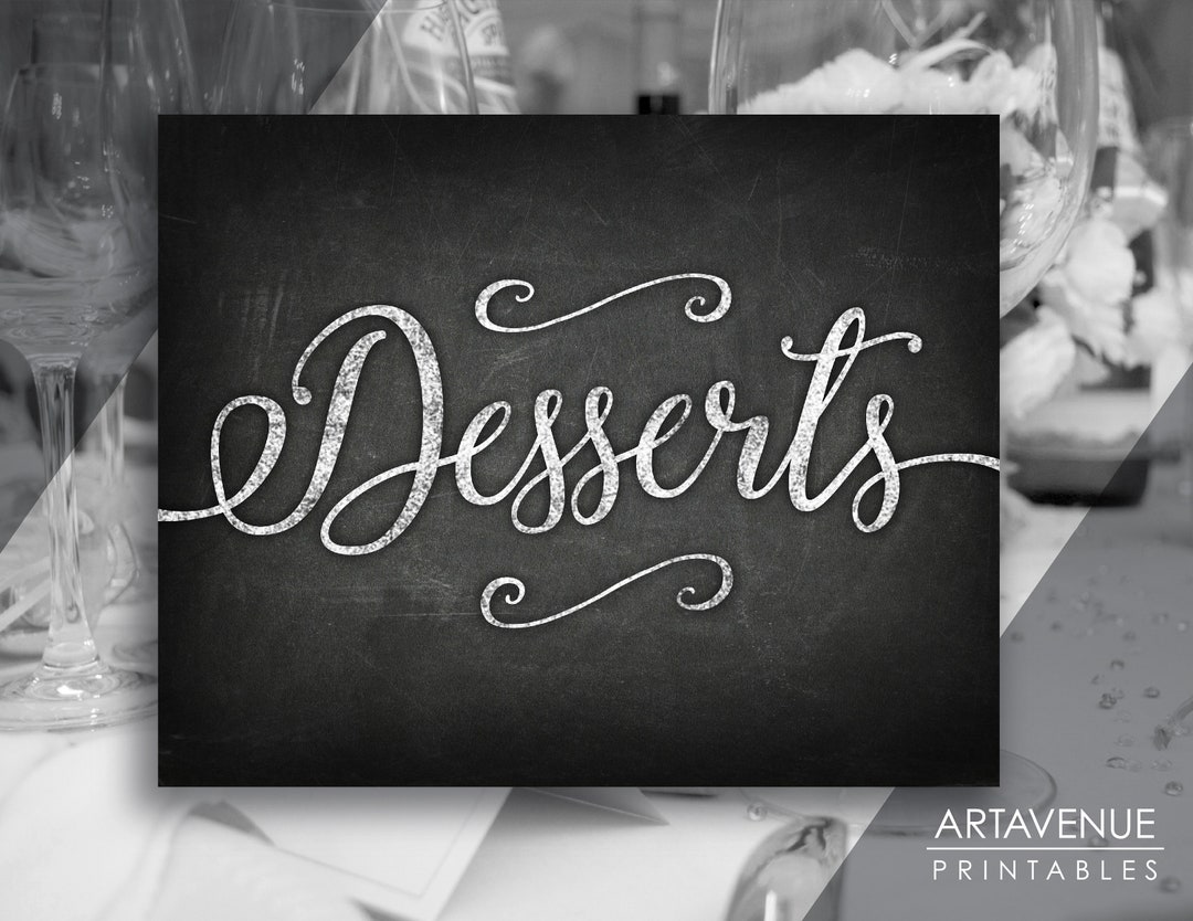 Desserts Sign Printable, Chalk Dessert Table Signage, Wedding Party ...