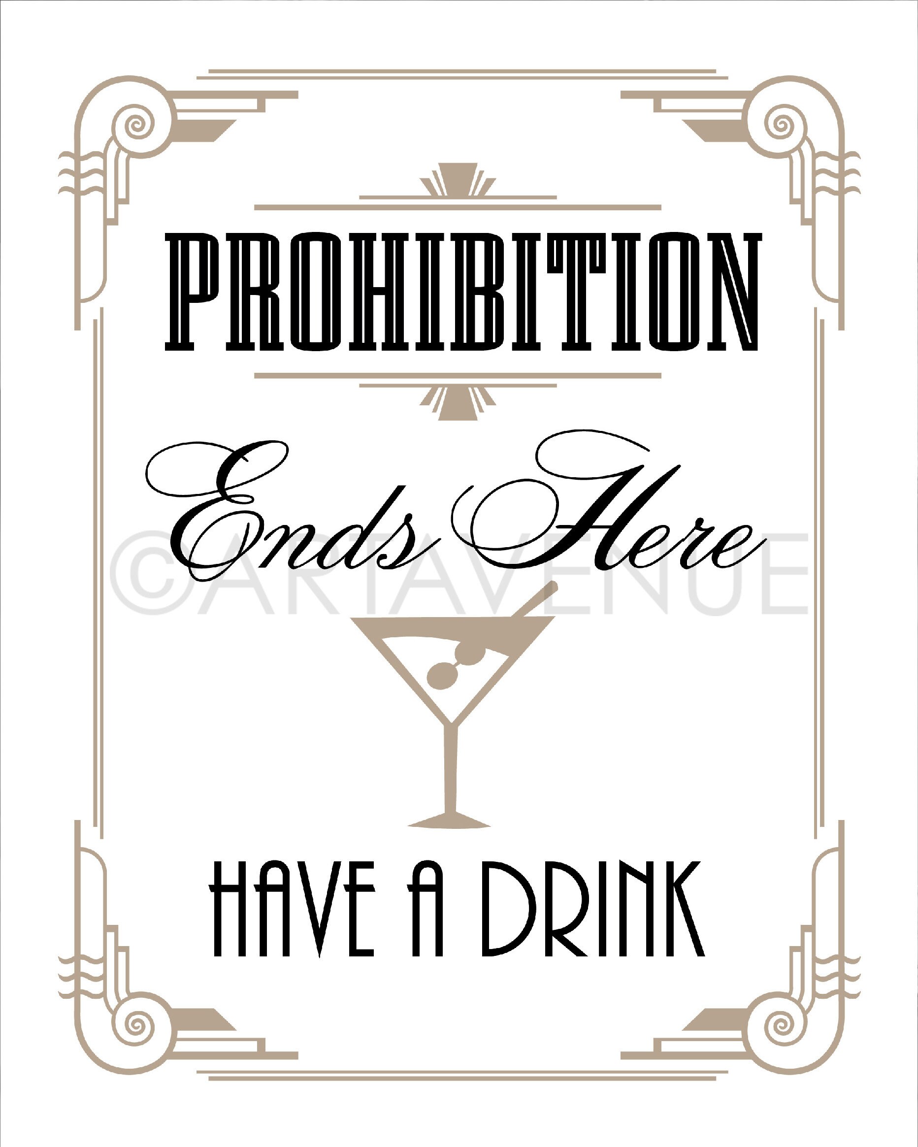 Prohibition Ends Here Sign JPG SVG Downloads Gatsby Wedding | Etsy