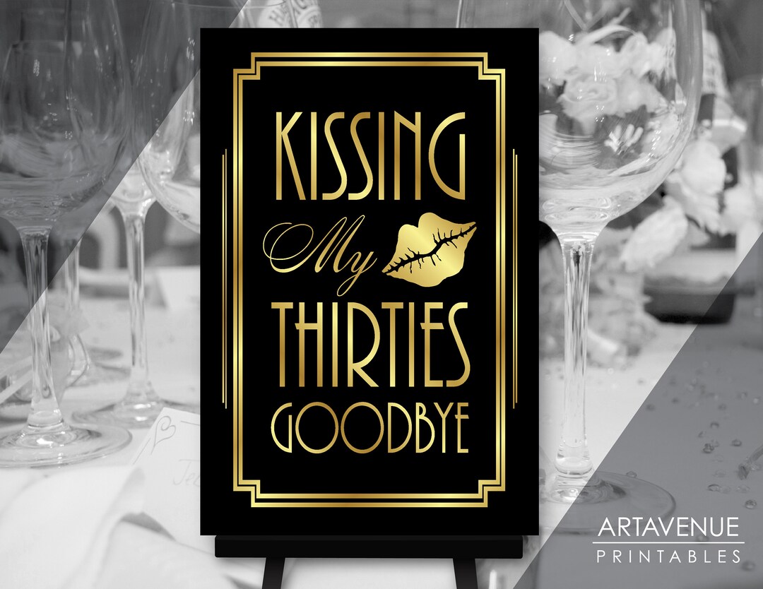 40th Birthday Party Sign Printable Kissing My Thirties Goodbye Sign ...
