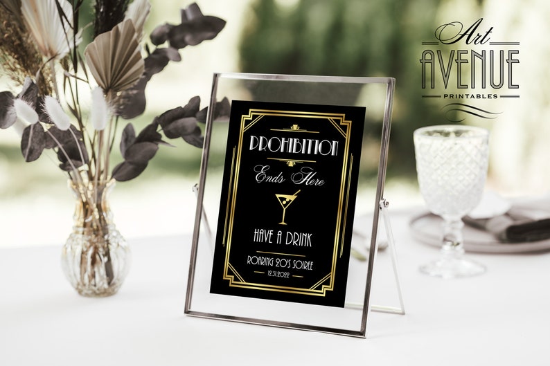 Prohibition Party Sign Template Gold Gatsby Prohibition Ends - Etsy