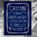 Navy and Silver Art Deco Wedding Sign / OPEN BAR Sign / Stories Will Be ...