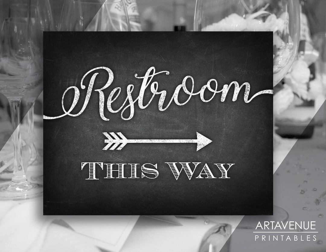 Restroom This Way Sign, Restroom Sign Printable, Chalk Arrow Sign ...