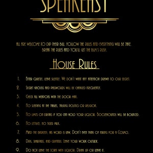 Speakeasy Rules Poster Download | 24 X 36 Roaring 20's Gatsby Party ...