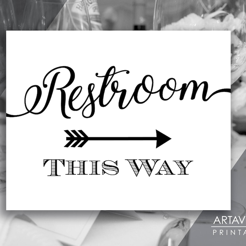 Restroom This Way Sign - Etsy