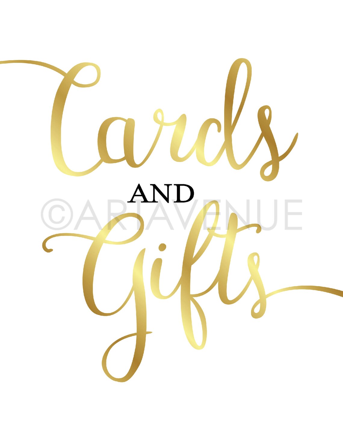 Gold Chic Party Sign Printables Gold CARDS and GIFTS Sign - Etsy