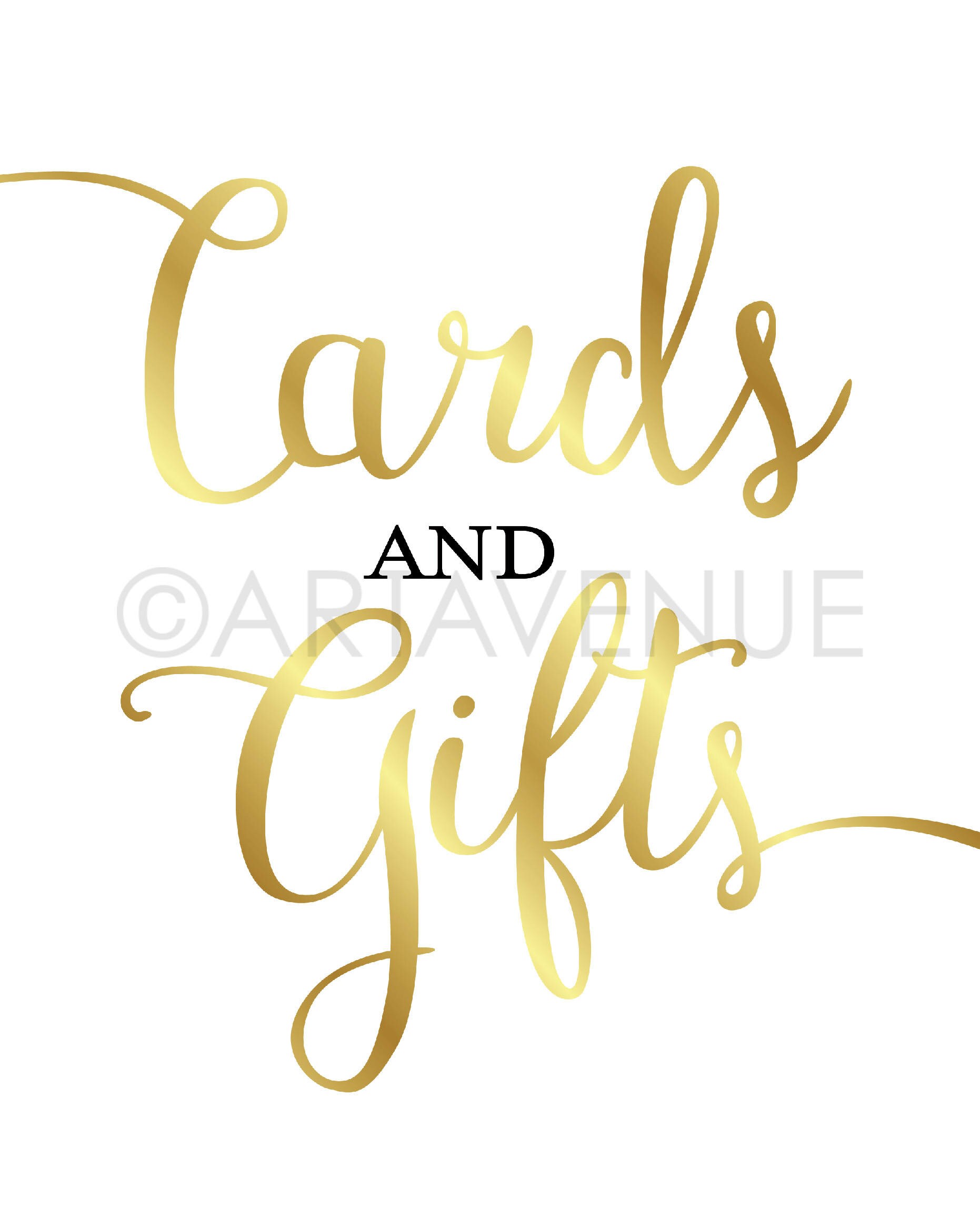 Gold Chic Party Sign Printables | Gold CARDS and GIFTS Sign | Wedding ...