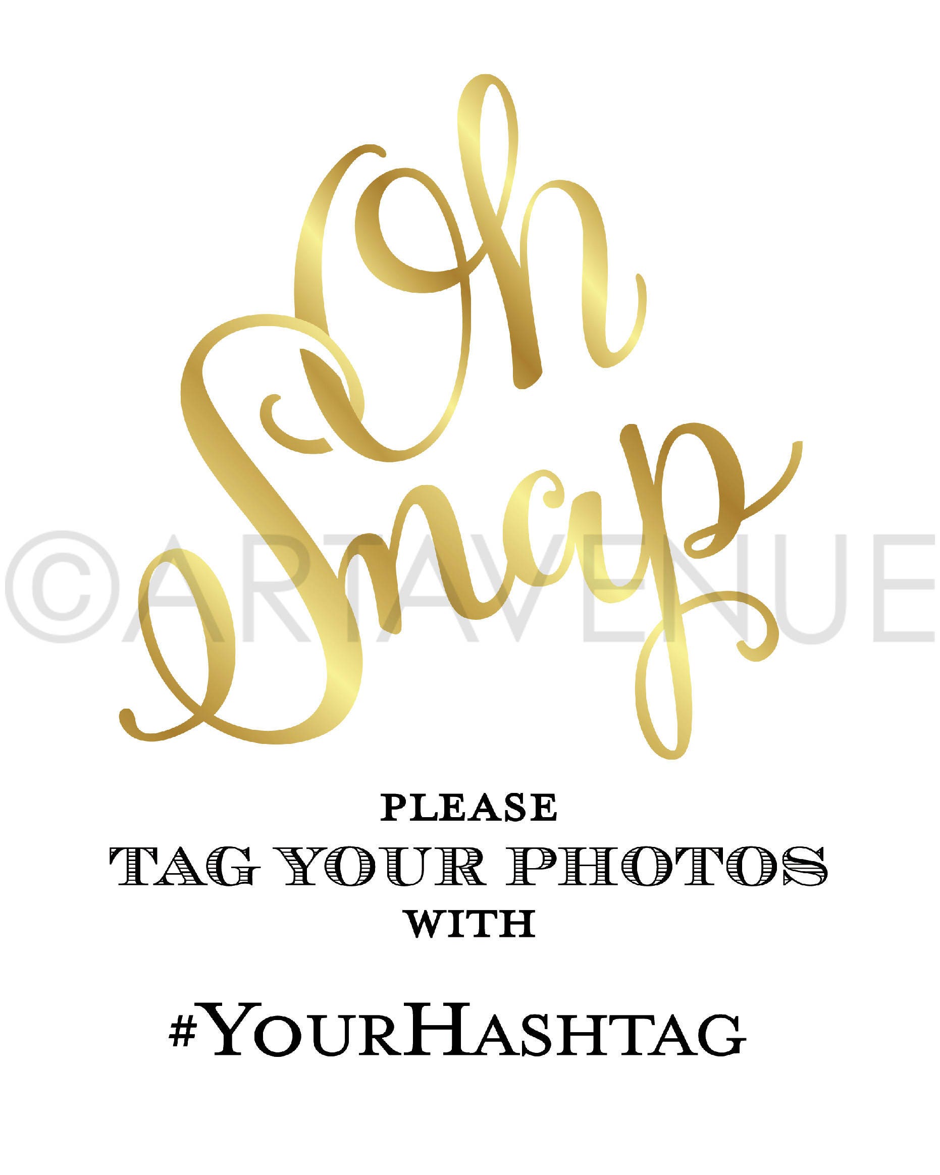 Oh Snap Instagram Sign Printable Chic Gold Wedding Signs | Etsy