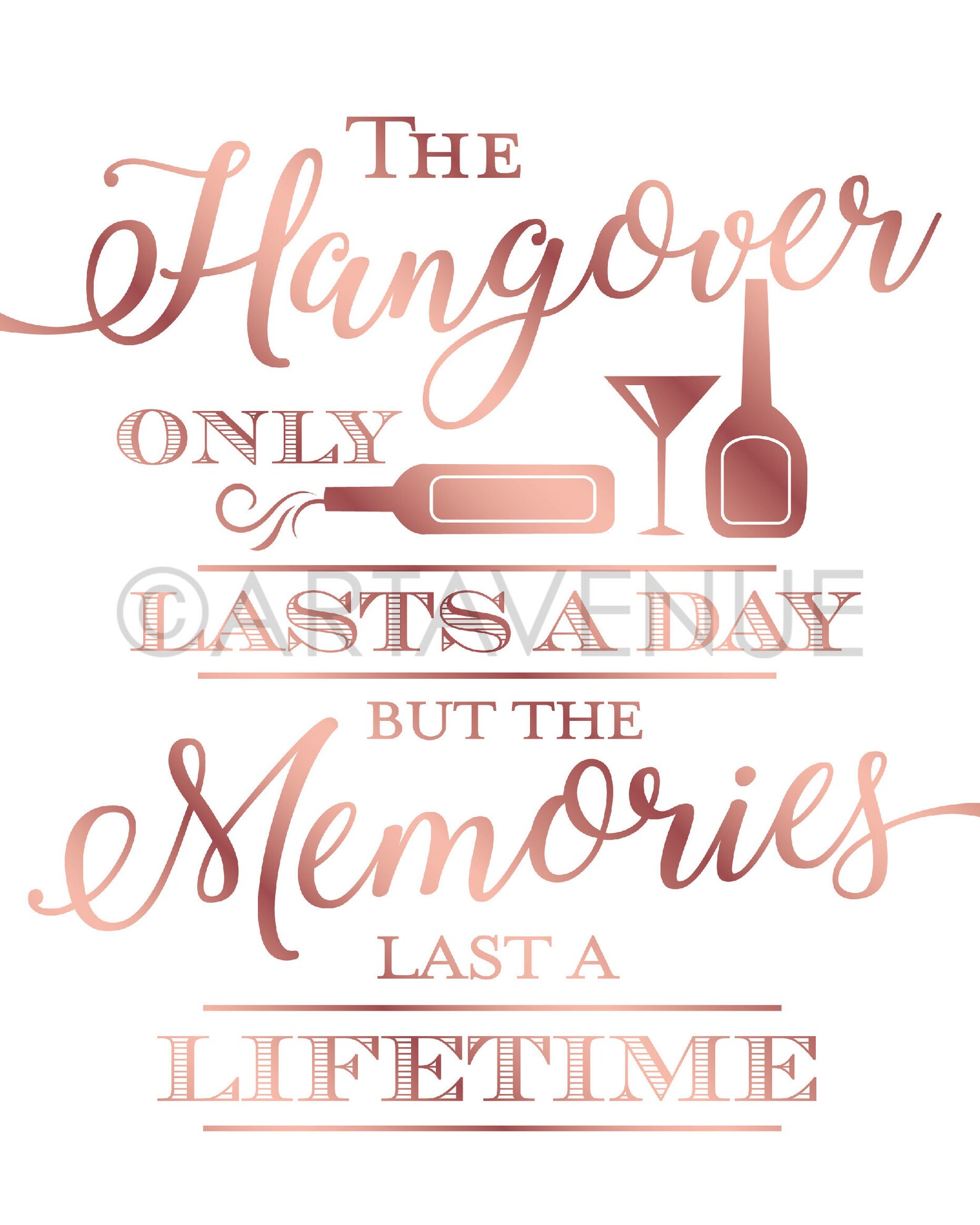 Rose Gold Chic Party Sign Printables Hangover Only Lasts A Etsy