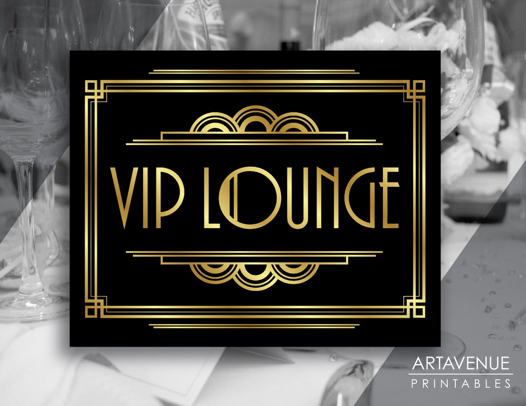 Art Deco VIP Lounge Sign Printable, Roaring Twenties Wedding Party ...