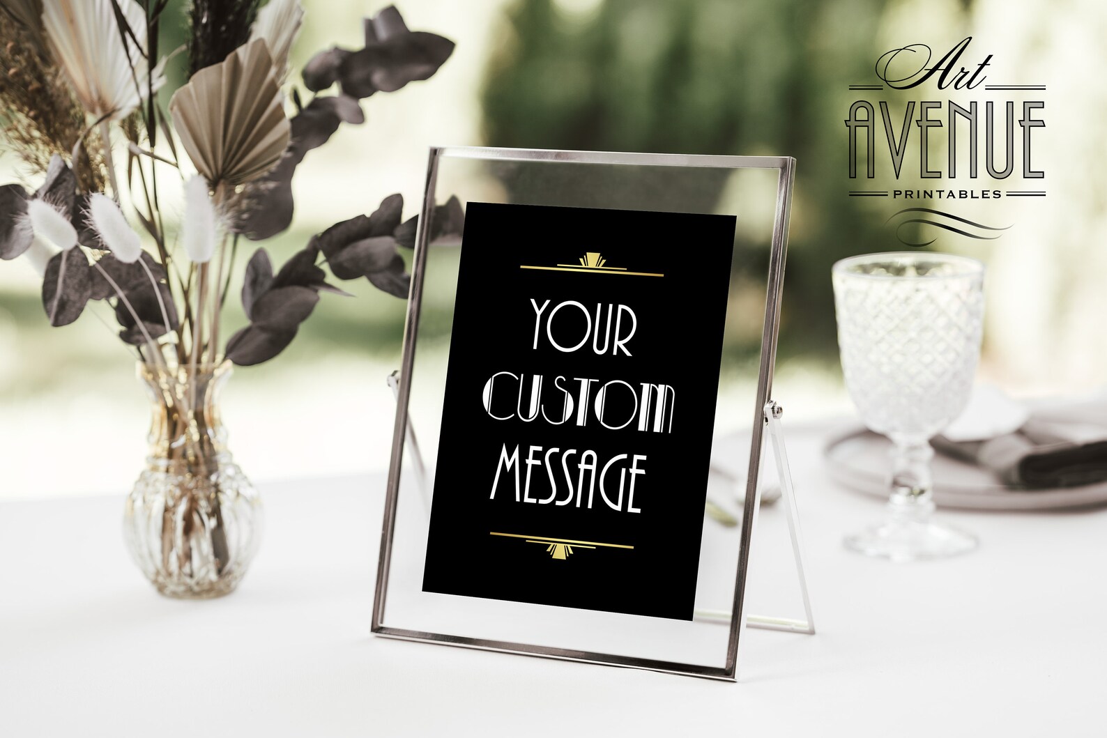 Editable Art Deco Template Custom Message Gold Gatsby - Etsy