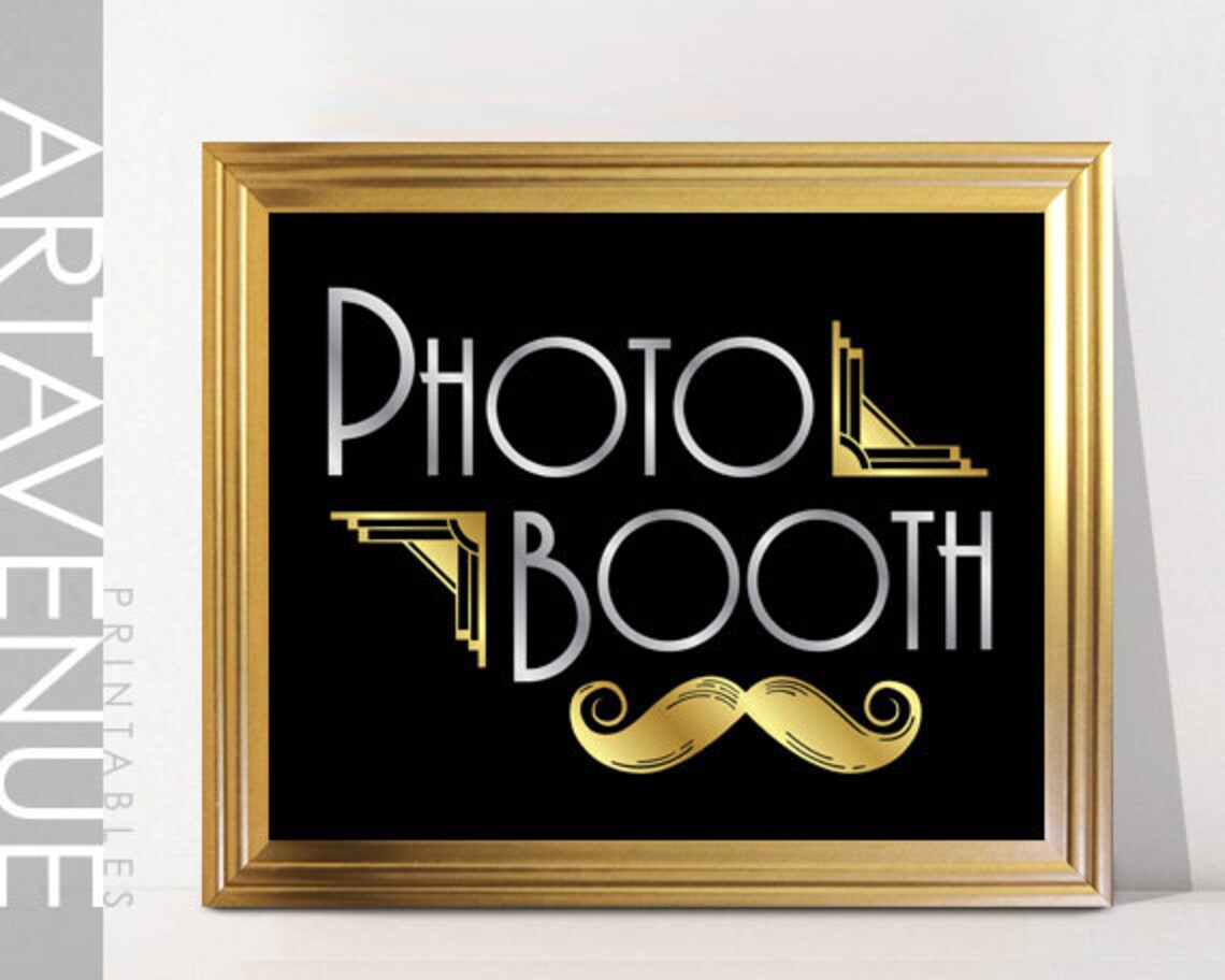 PHOTO BOOTH Printable Sign Gold and Silver Art - Gatsby Party Sign ...