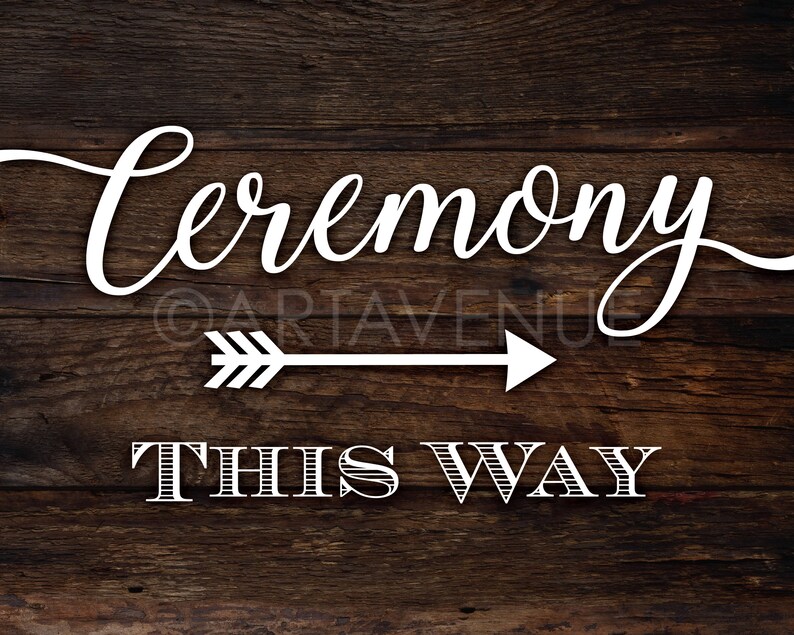 Rustic Chic Wedding Signs Ceremony This Way Sign Direction | Etsy