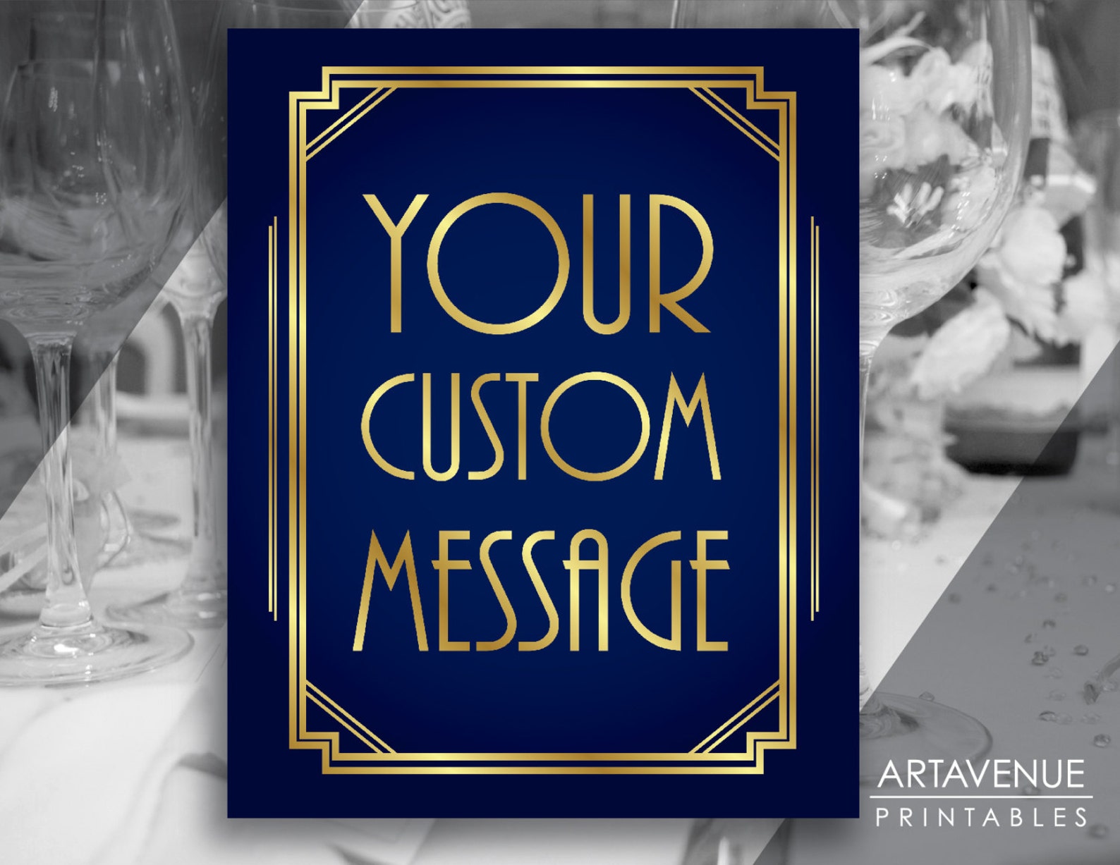 Art Deco Custom Message Printable Sign Vertical Gatsby | Etsy