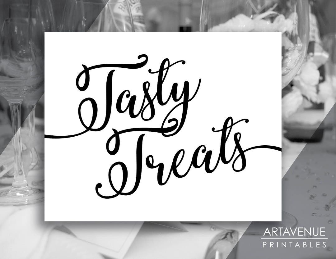 Chic Party Signs | Tasty Treats Sign Printables | Food Table Signs ...