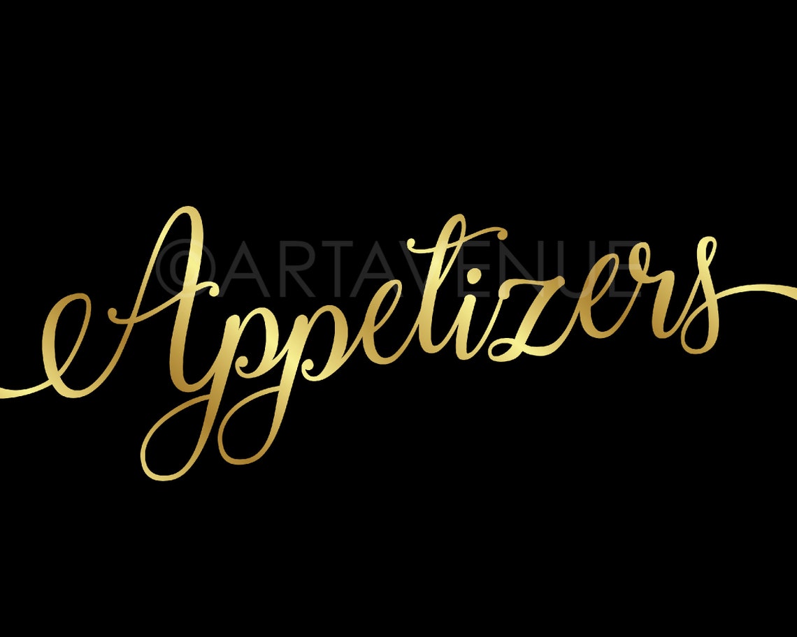 Chic Black and Gold Wedding Sign Printables Appetizers Sign | Etsy