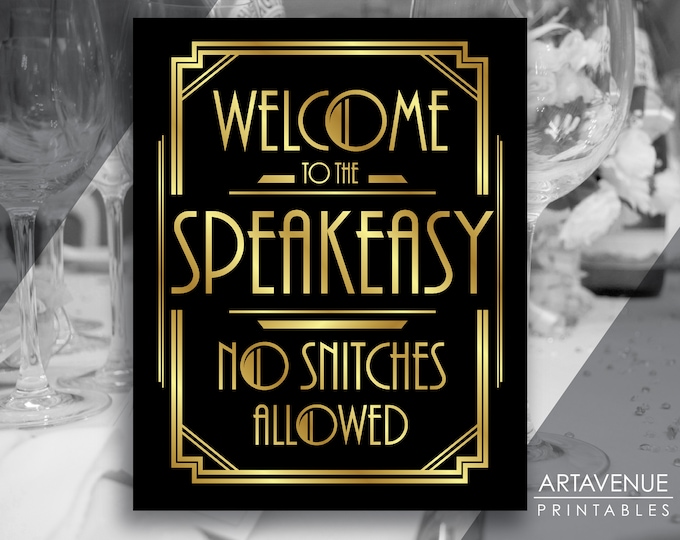 Gatsby Party Sign Printable, Roaring Twenties Slang Poster Printable ...