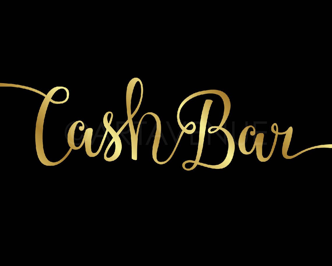 Black and Gold Wedding Signs / CASH BAR Sign / Wedding Bar | Etsy