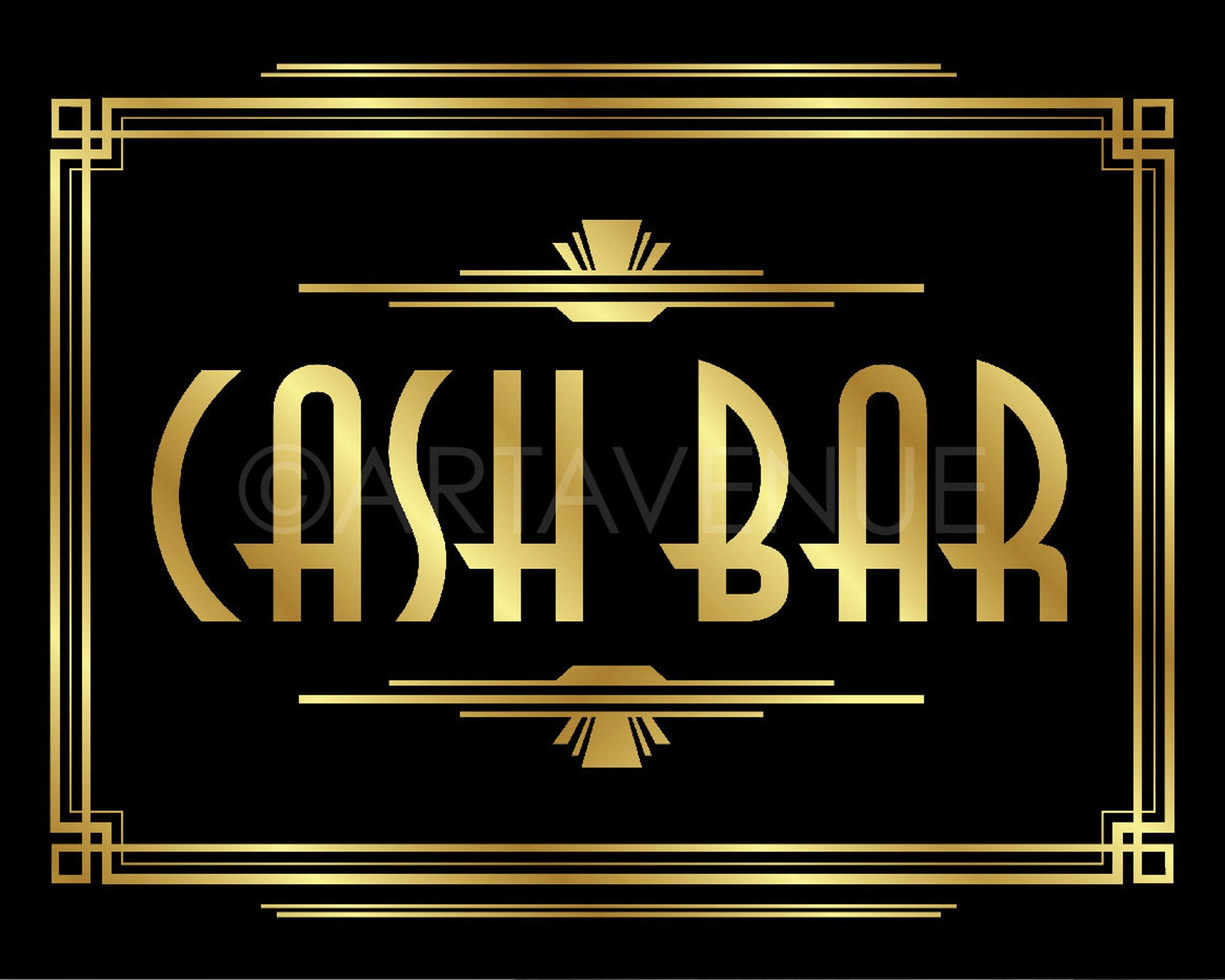 Gatsby Bar Decor Printable Cash Bar Sign Gatsby Party | Etsy