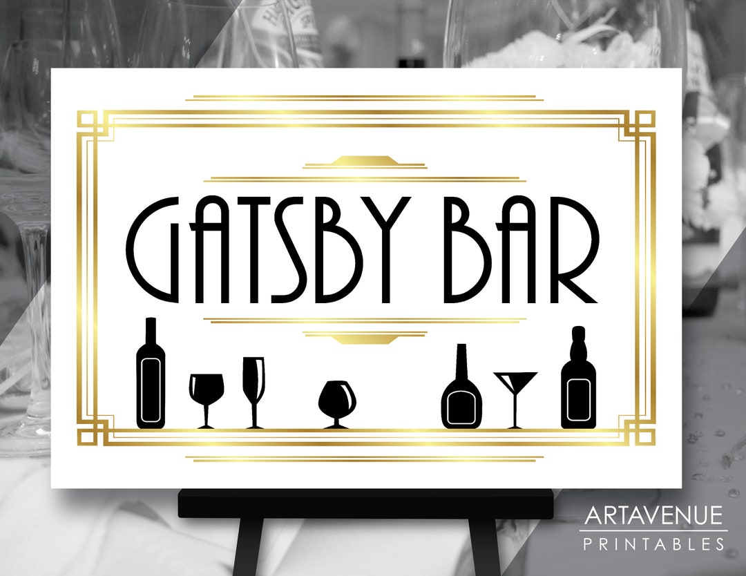 Art Deco Gatsby Bar Sign Download | Great Gatsby Roaring 20's Party ...