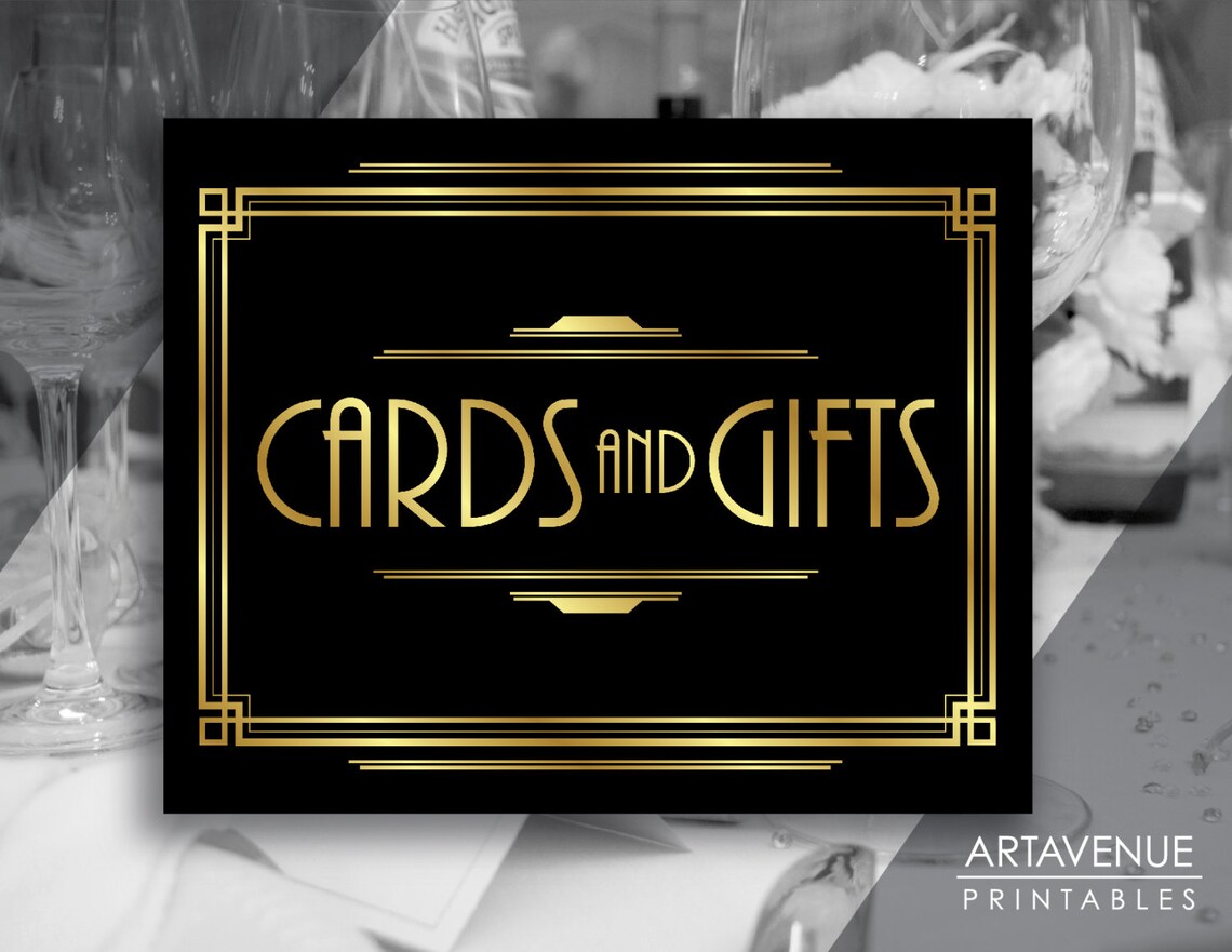 Gatsby Wedding Decor Printable Cards and Gifts Sign, Gatsby Party ...
