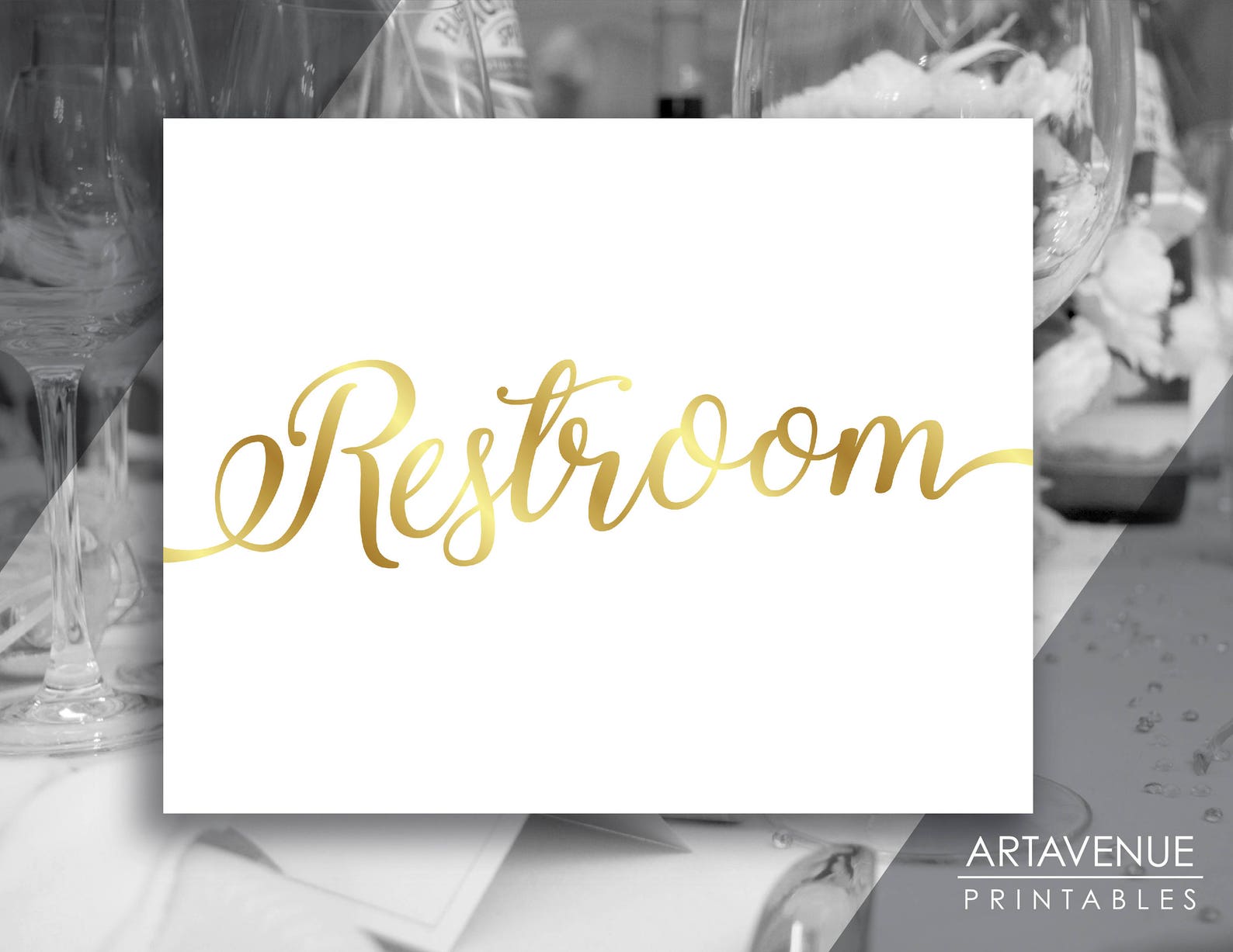 Gold Chic Sign Printables Restroom Sign Printable Digital - Etsy