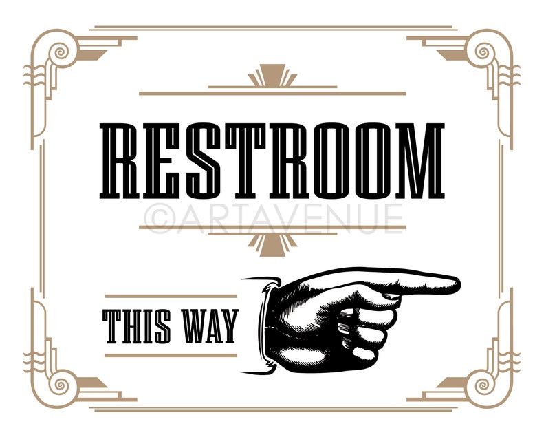 Restroom Sign JPG SVG Downloads Restroom This Way Arrows - Etsy