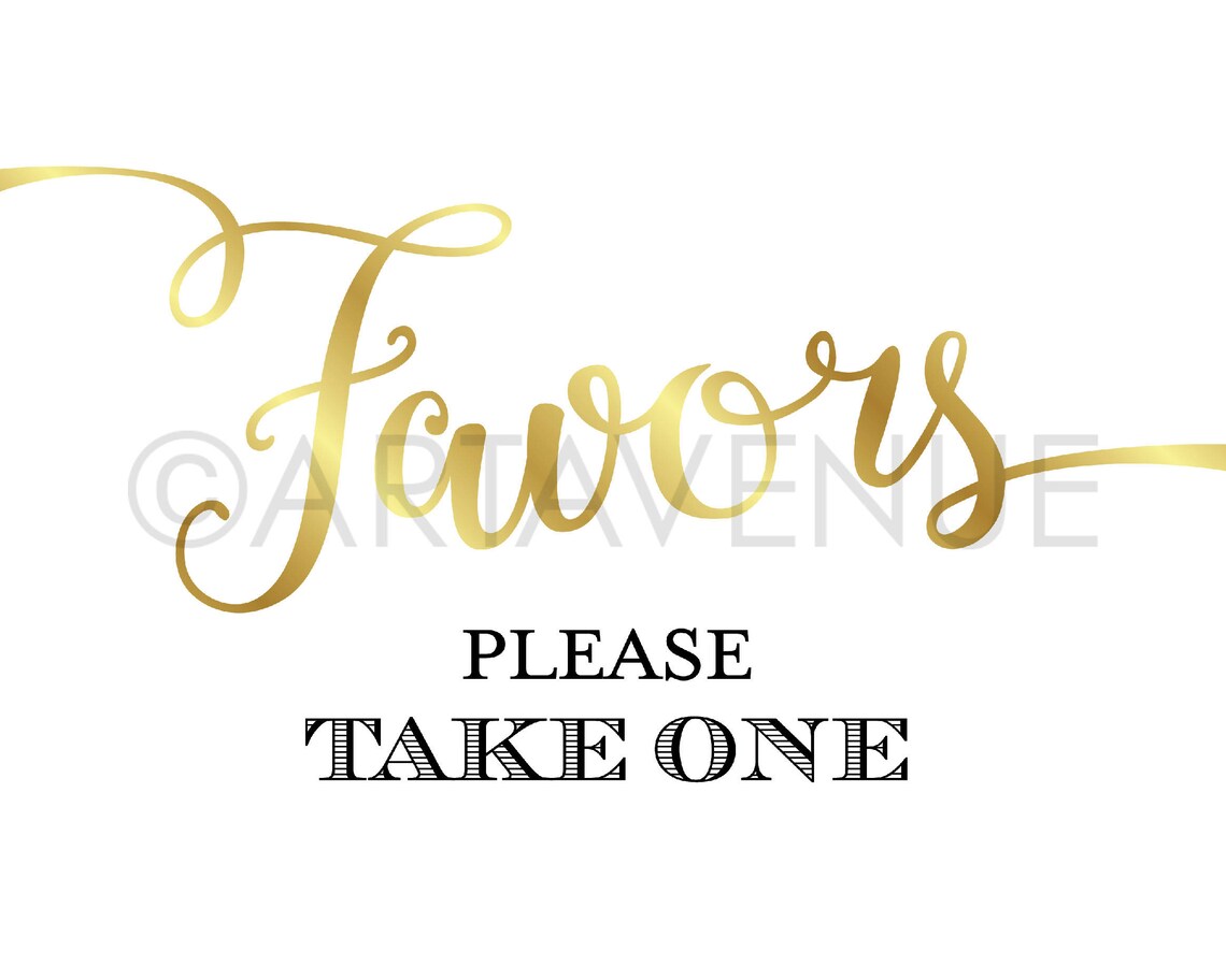 Gold Sign Printables / FAVORS Please Take One / Chic Wedding - Etsy