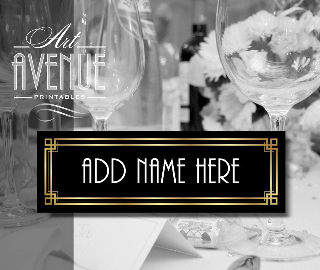 Editable Name Sign Template | Gold Gatsby Party Reserved Sign | Custom ...