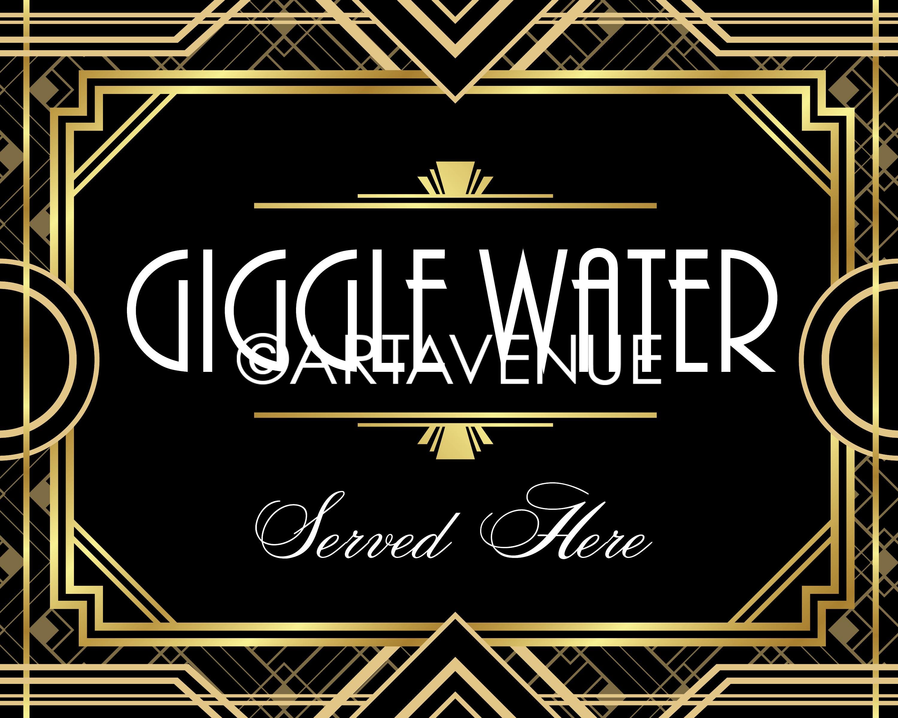 Giggle Water Sign Printable, Great Gatsby Speakeasy Party Sign ...