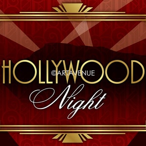 HOLLYWOOD Printable Art Movie Theme Sign - "hollywood Night" - Faux ...