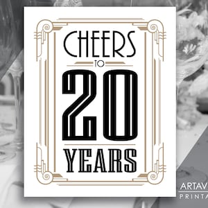 Cheers to 20 Years JPG SVG Download | Gatsby Party Printable | 20th ...