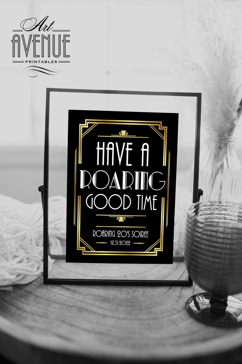 Have A Roaring Good Time Editable Sign Template Gold Gatsby - Etsy