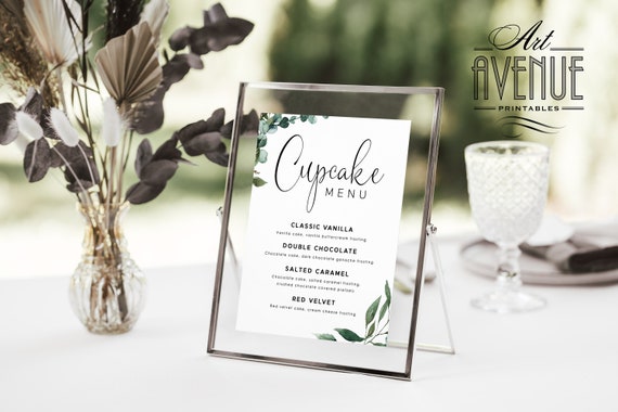 Cupcake Bar Menu Template 8x10 Greenery Wedding Sign - Etsy