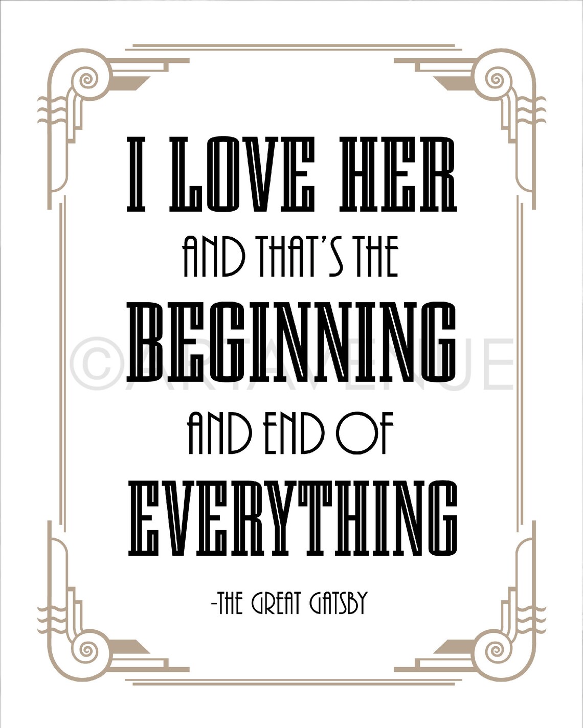 Great Gatsby Love Quote Sign JPG SVG Downloads Beginning and | Etsy