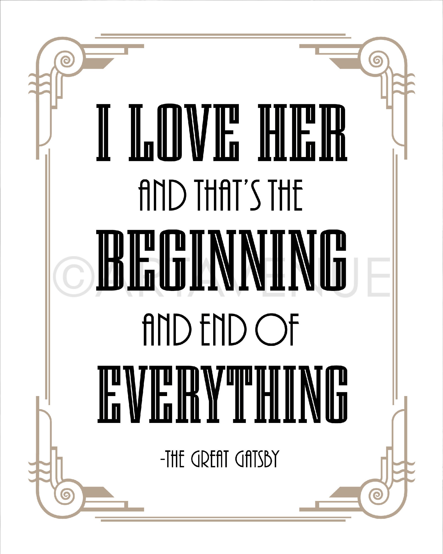 Great Gatsby Love Quote Sign JPG SVG Downloads Beginning and - Etsy UK