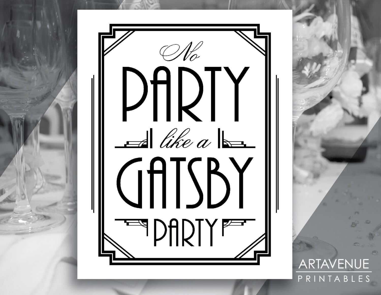 Printable Art Vintage Wedding Art Deco Sign No Party | Etsy