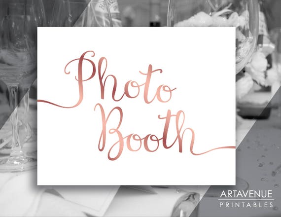 Rose Gold Sign Printables / Chic PHOTO BOOTH Sign / Chic | Etsy