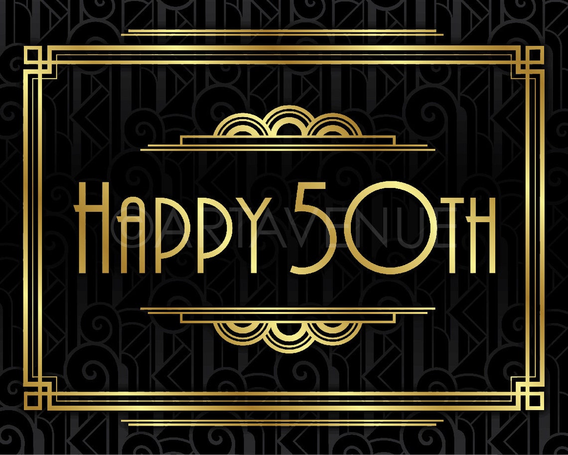 Gatsby Anniversary Party Printable happy 50th Sign - Etsy