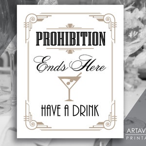 Prohibition Ends Here Sign JPG SVG Downloads | Gatsby Wedding Party ...