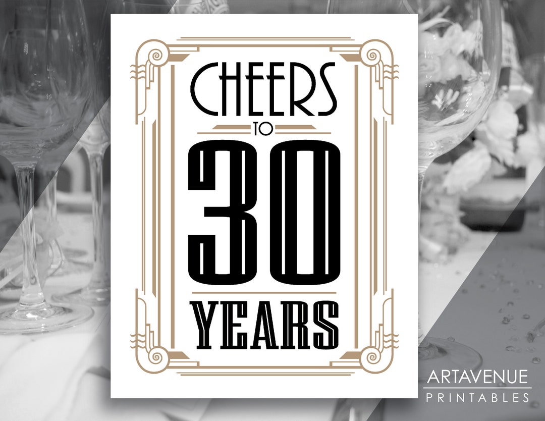 Cheers to 30 Years JPG SVG Download | Gatsby Party Printable | 30th ...