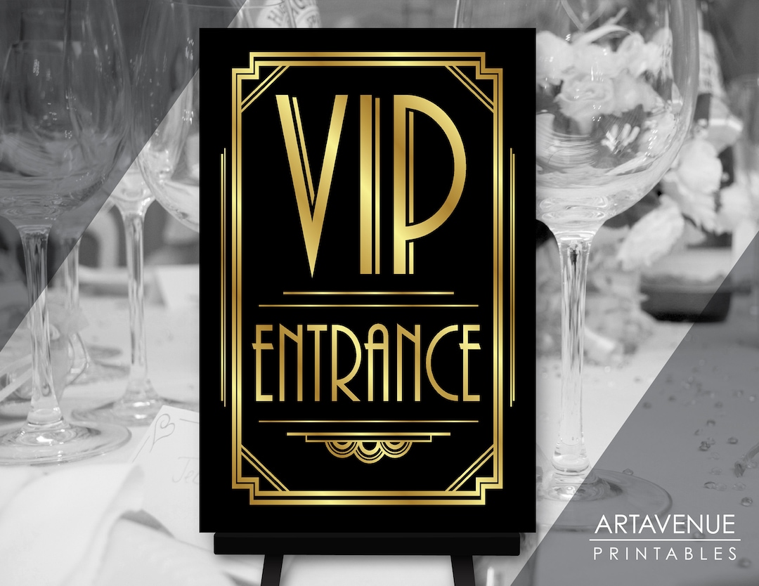 VIP Entrance Printable Sign Download, Gatsby Roaring 20's Party Decor ...