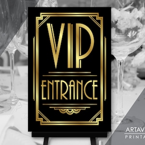 VIP Entrance Printable Sign Download, Gatsby Roaring 20's Party Decor ...