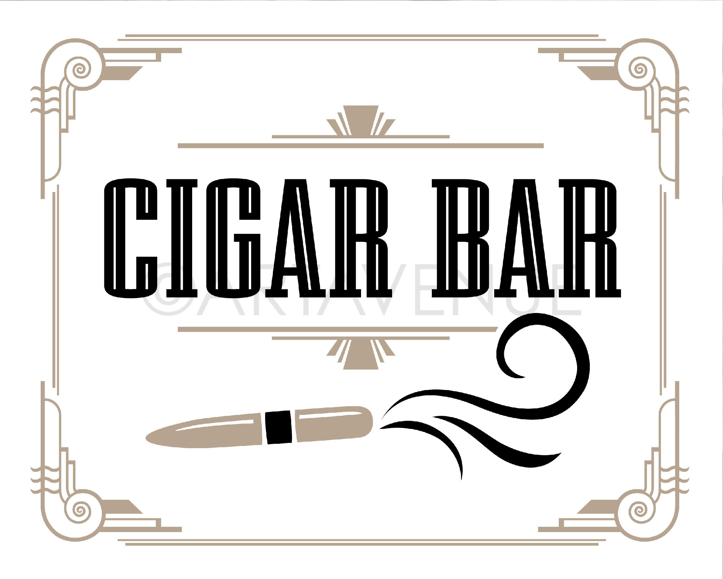 Cigar Bar Sign JPG SVG Downloads Gatsby Party Printable | Etsy
