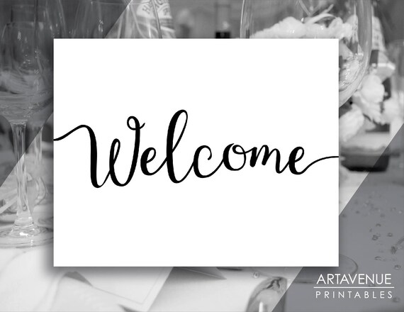Calligraphy Script Sign Printables / WELCOME Sign / Chic | Etsy