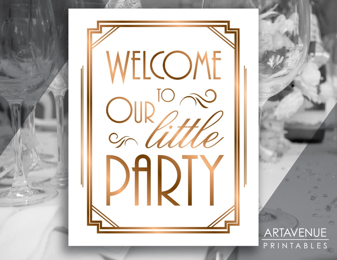 Art Deco Party Welcome Printable Sign, Gatsby Wedding, Roaring Twenties ...