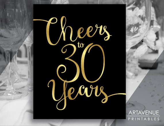 CHEERS TO 30 YEARS Black and Gold Chic Printables Party | Etsy