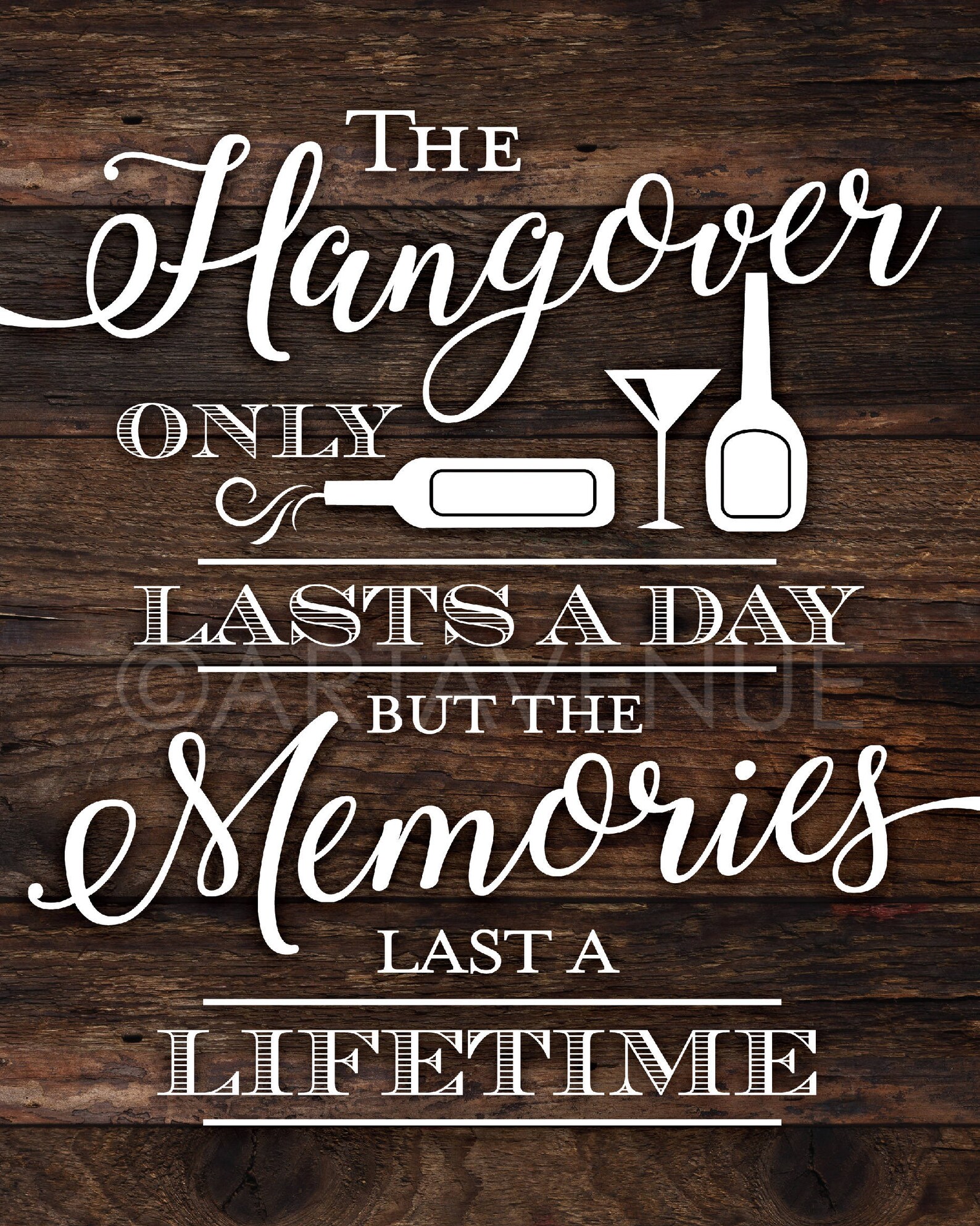 Rustic Chic Party Sign Printables Hangover Only Lasts A Day Etsy