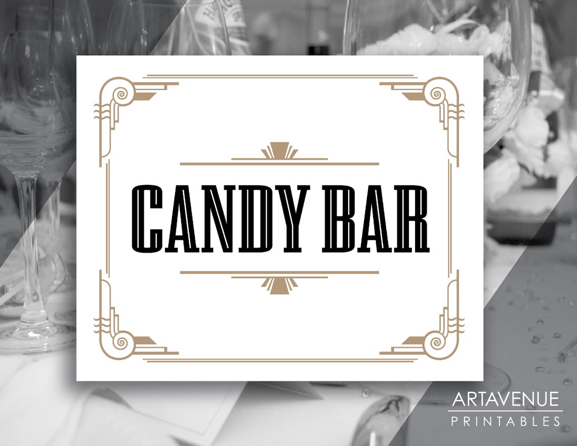Candy Bar Sign JPG SVG Downloads Gatsby Party Printable - Etsy