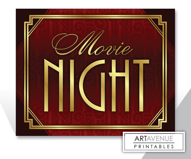 Printable Art Movie Theme Sign movie Night - Etsy